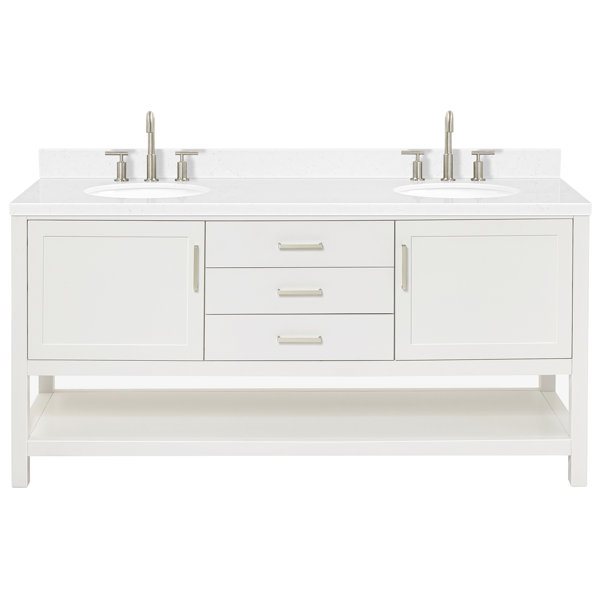 Winston Porter Meuble Lavabo Double Autoportant De 72 Po Avec Plateau